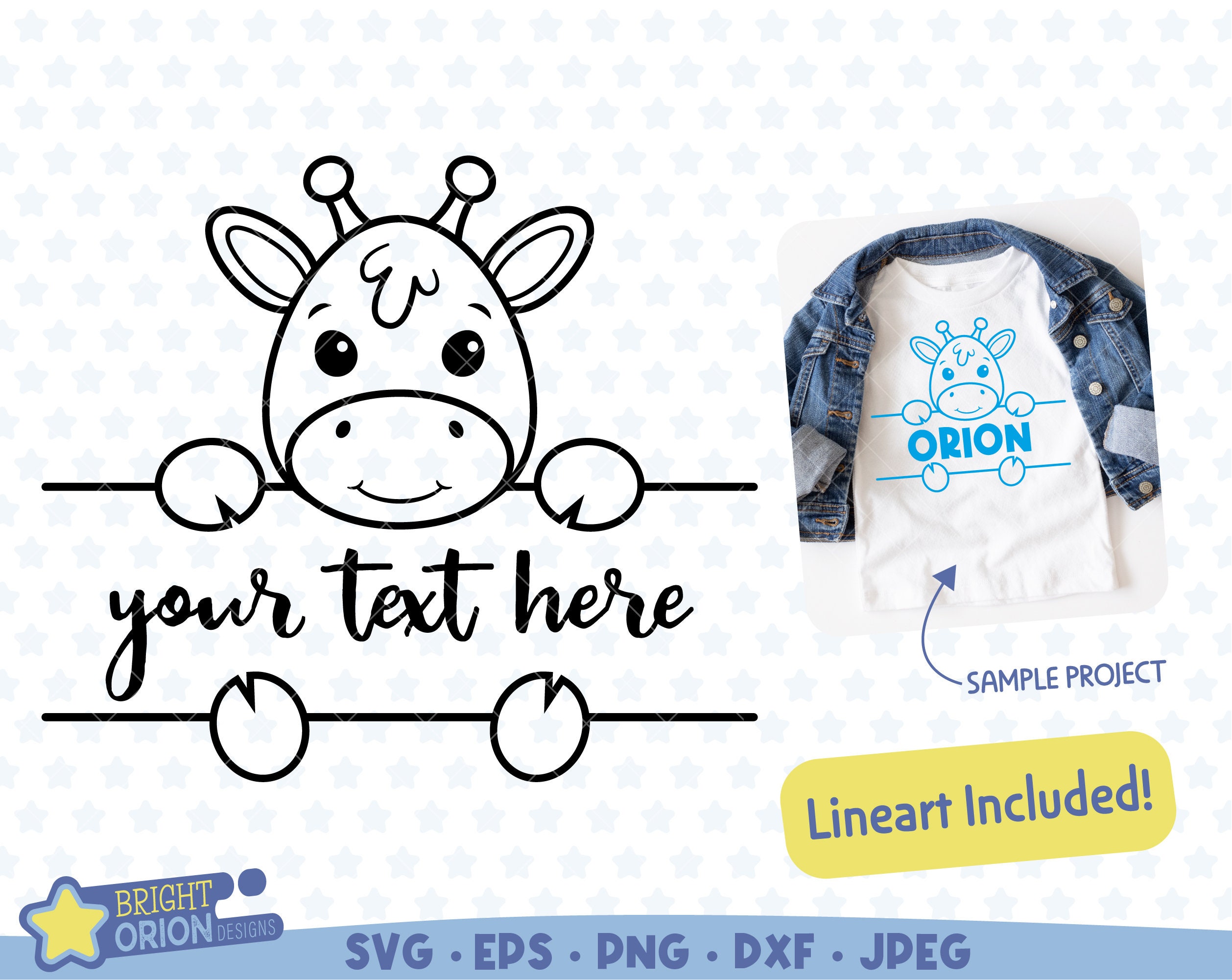 Cute Baby Giraffe Split Monogram Svg, Name Frame, Safari Animal Png ...