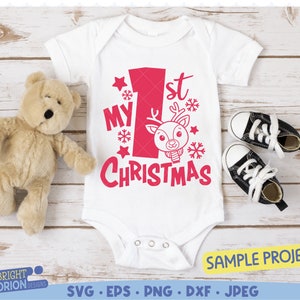 My First Christmas SVG, Rudolph, Reindeer, Baby's 1st Xmas, Merry ...