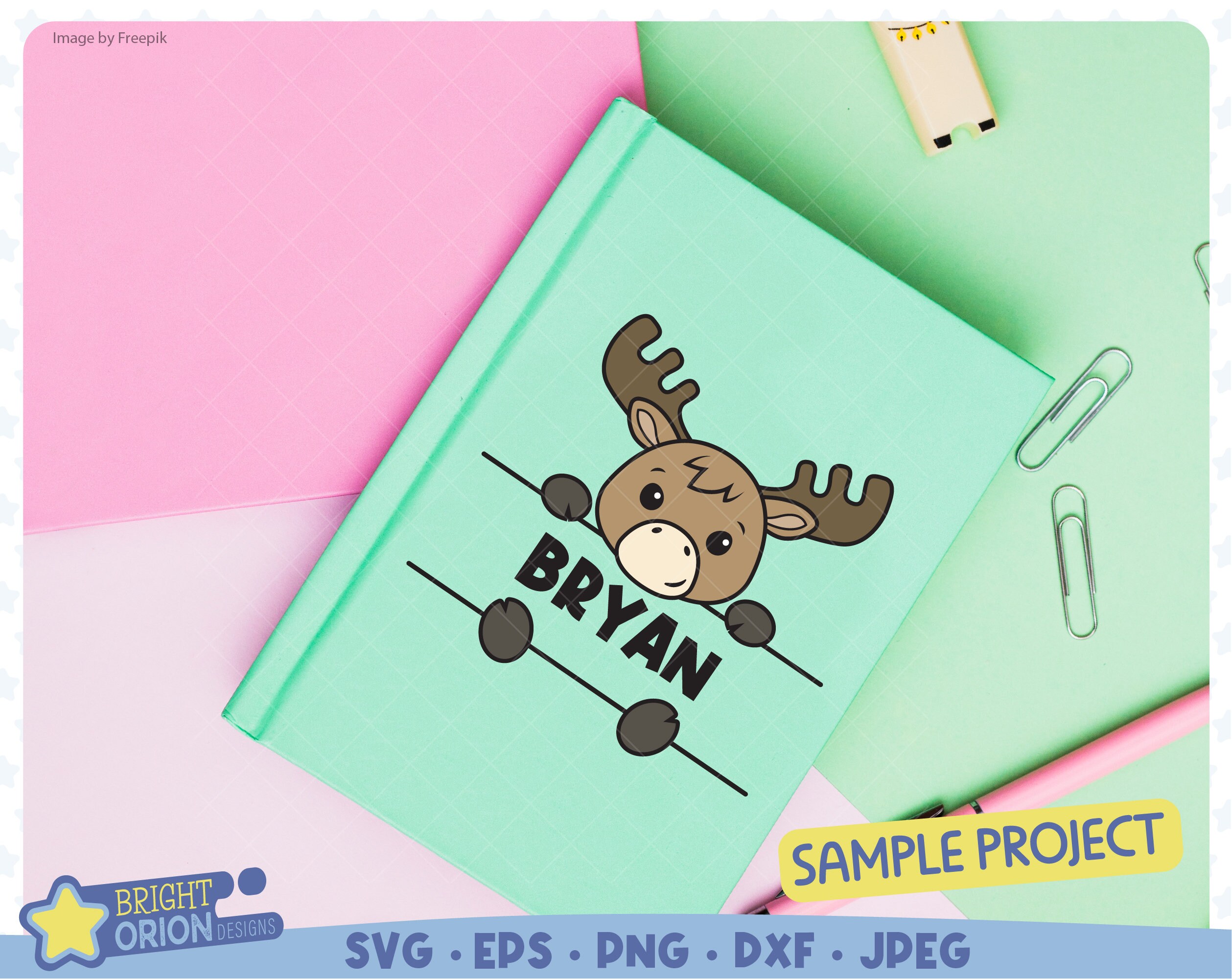 Cute Baby Moose Split Monogram Svg, Animal Kingdom Png, Woodland, Gift ...