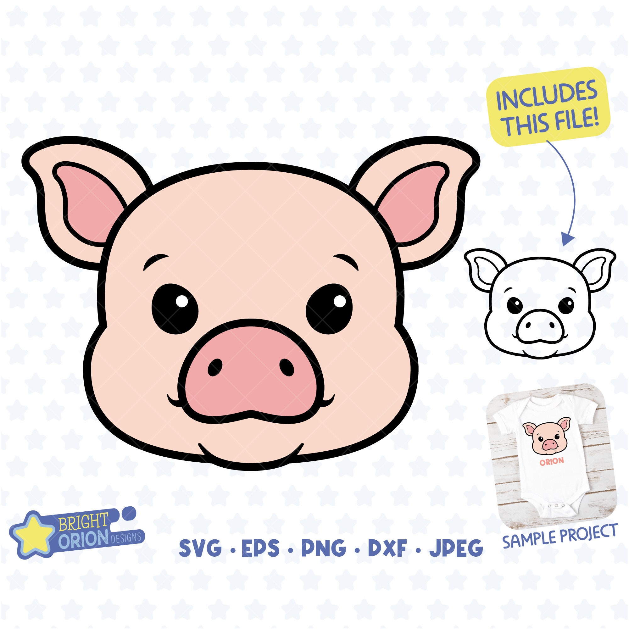 Cute Baby Pig Face Svg, Pig Head Clipart, Pig Baby Shower, Farm Life ...