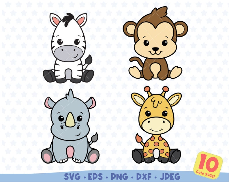 Safari Animals SVG Bundle, Cute Animal Svg, Jungle Animal Svg, Zoo ...