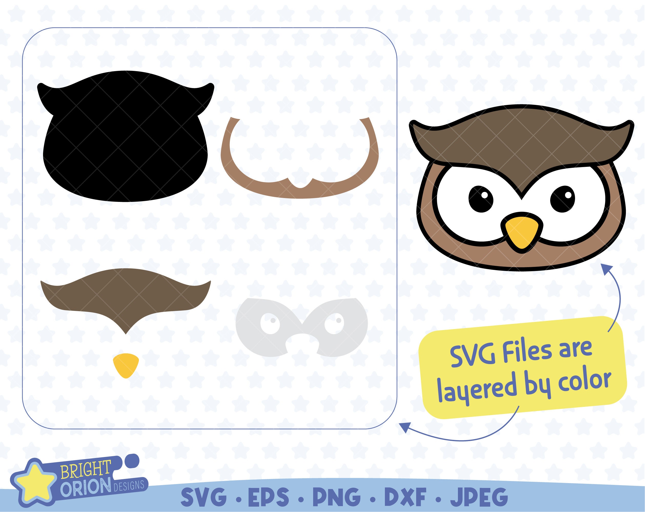 Cute Baby Owl Face Svg, Owl Head Svg for Cricut, Woodland Animals Svg ...