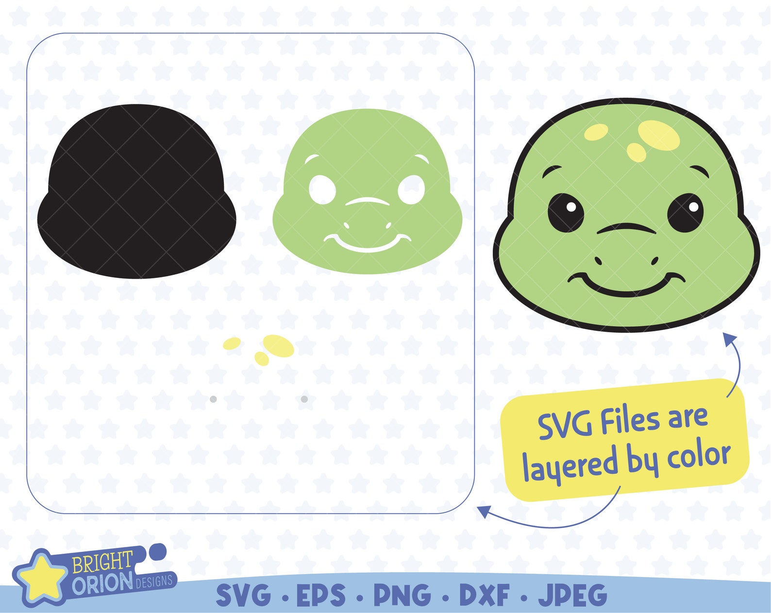 Cute Baby Turtle Face Svg, Layered Turtle Head Svg, Turtle Vector ...