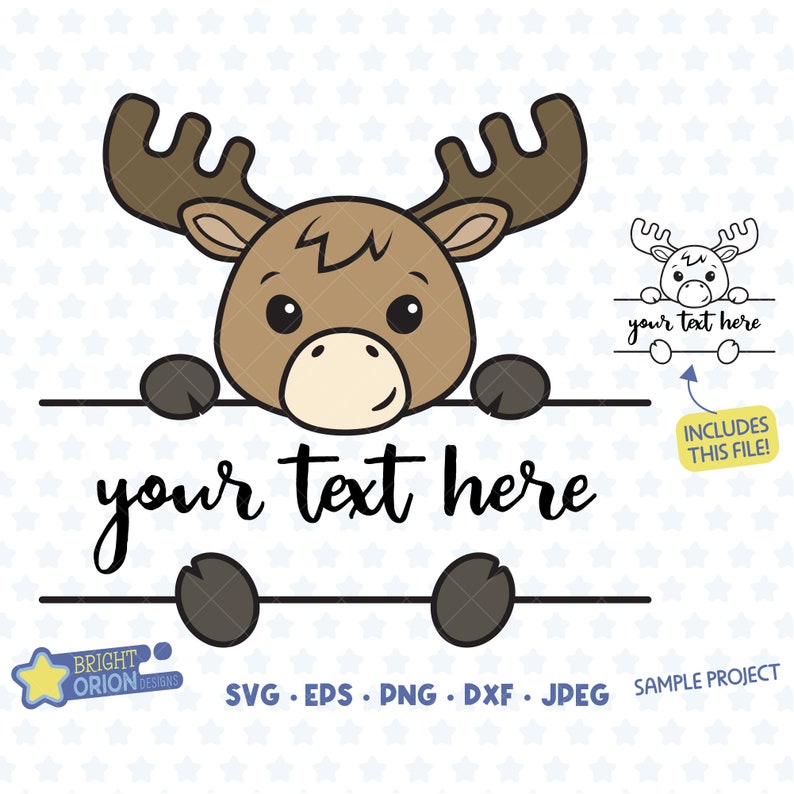 Cute Baby Moose Split Monogram Svg, Animal Kingdom Png, Woodland, Gift ...