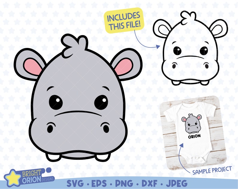 Cute Baby Hippo Face Svg, Hippopotamus Head Svg, Jungle Animal Svg, Zoo ...