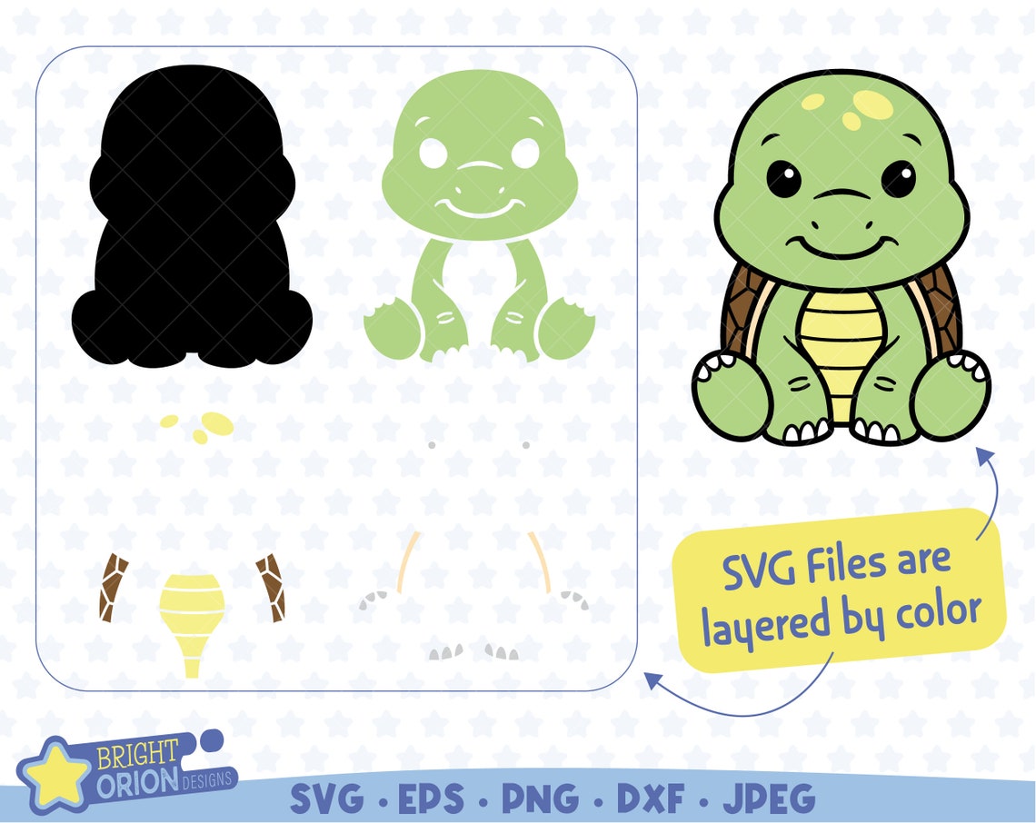 Cute Baby Turtle Svg, Layered Turtle Svg, Turtle Vector, Turtle Dxf ...