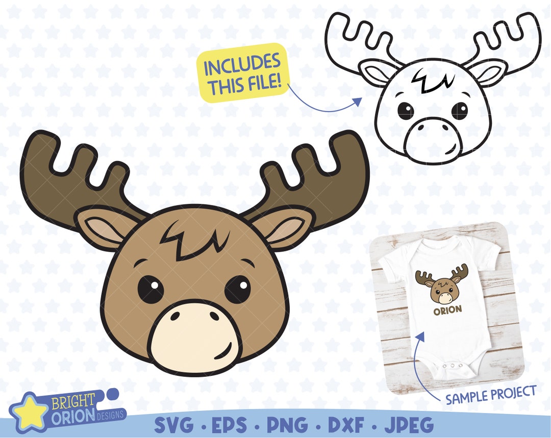 Cute Baby Moose Face Svg Moose Face Png Reindeer Svg - Etsy