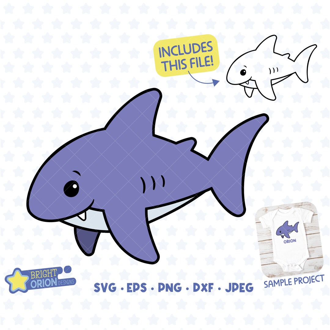 Cute Shark Svg File, Sea Creature Png, Ocean Animal Eps, Cartoon ...