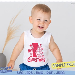 My First Christmas SVG, Rudolph, Reindeer, Baby's 1st Xmas, Merry ...