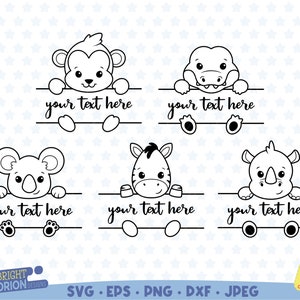 Cute Safari Animals Monogram Logo Svg, Rhino, Hippo, Giraffe, Koala ...