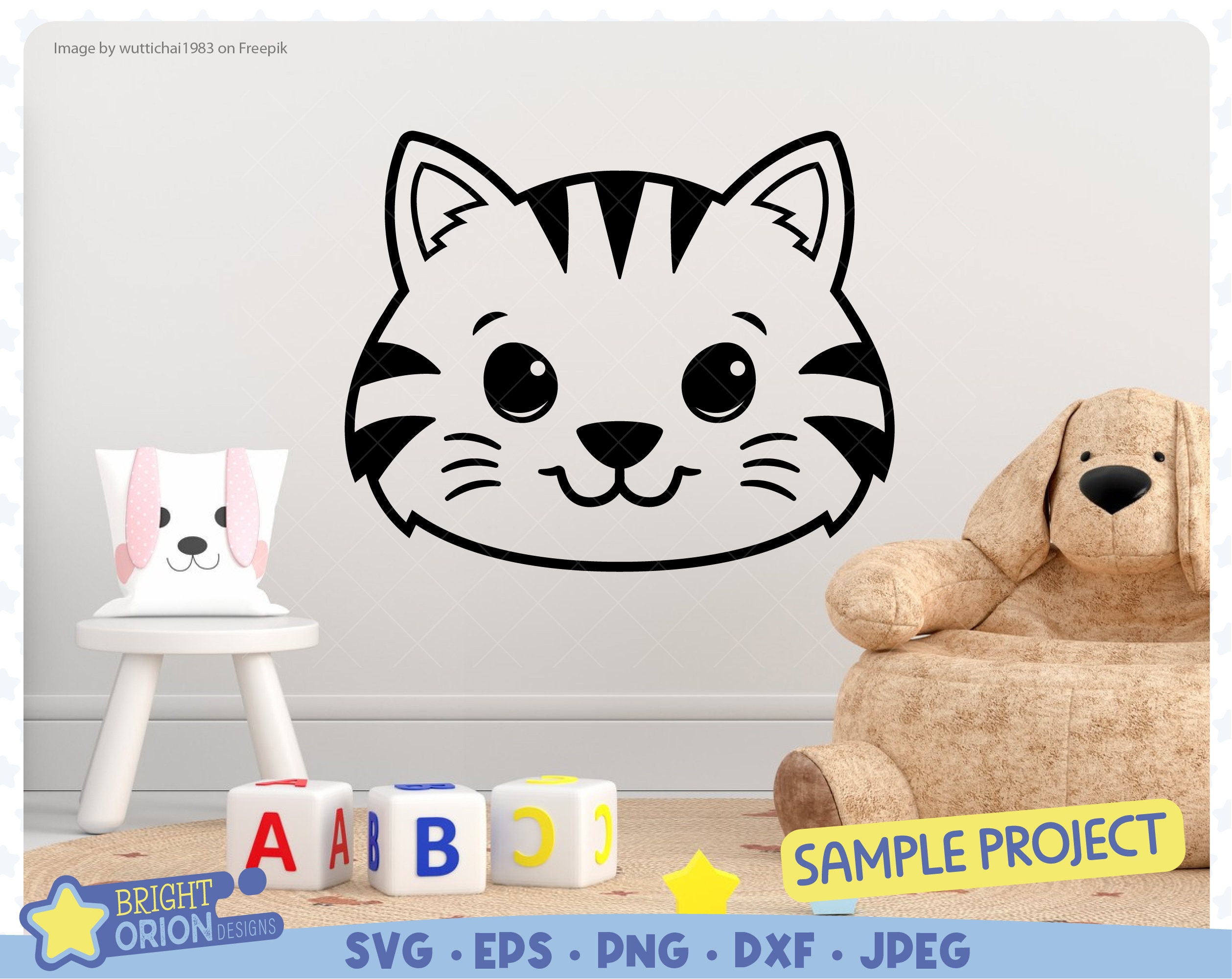 Cute Tabby Cat Head Svg, Kitten Png, Kawaii Animal Jpeg, Pet Eps ...