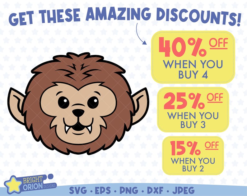 Cute Werewolf Face Svg, Funny Monster Head Cut File, Halloween Costume ...