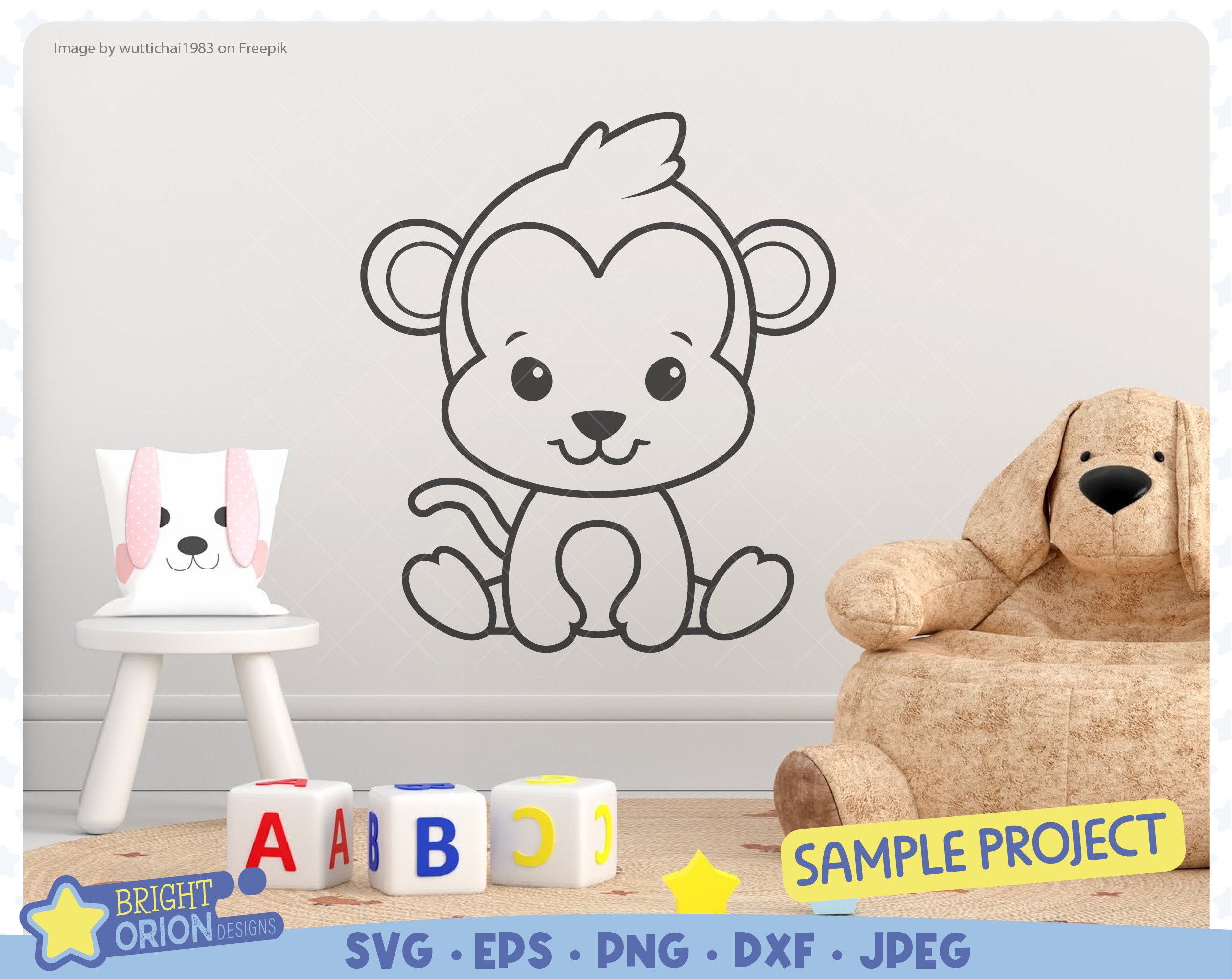 Cute Baby Monkey Svg, Monkey Svg File, Monkey Png, Jungle Animal Svg ...