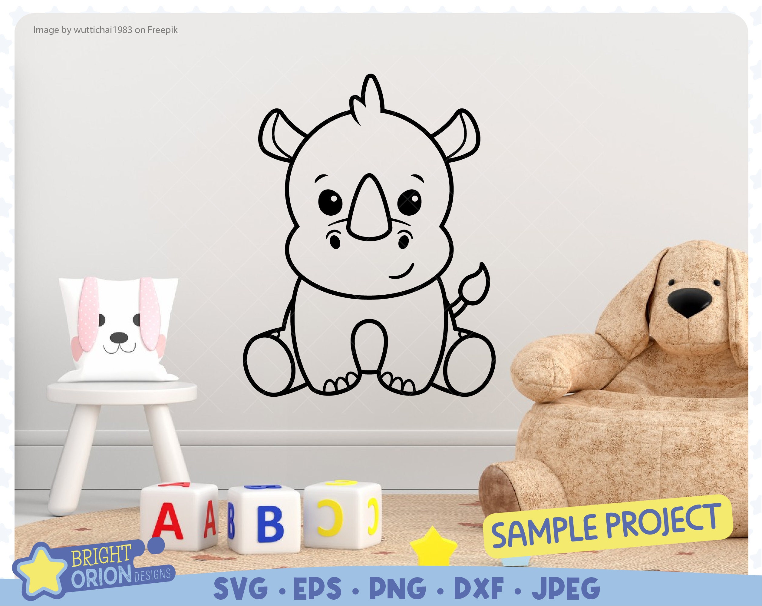 Cute Baby Rhino SVG, Rhinoceros, Safari Animal Cutfile, Jungle Baby ...