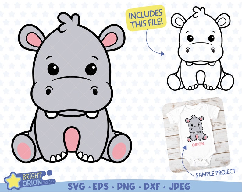 Cute Baby Hippo Svg Hippopotamus Svg Jungle Animal Svg Zoo - Etsy