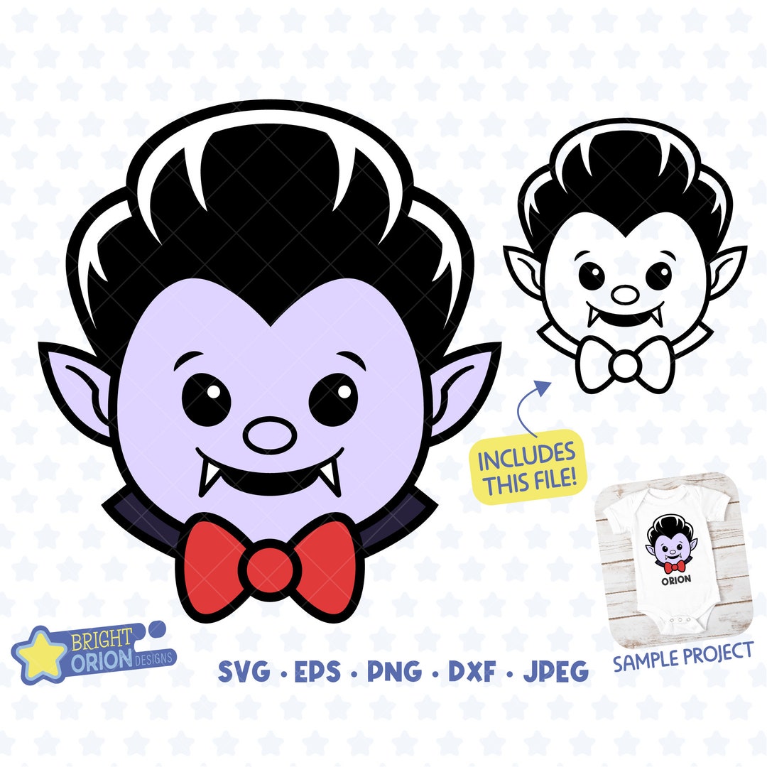 Cute Dracula Face Svg, Funny Vampire Head Cut File, Halloween Costume ...