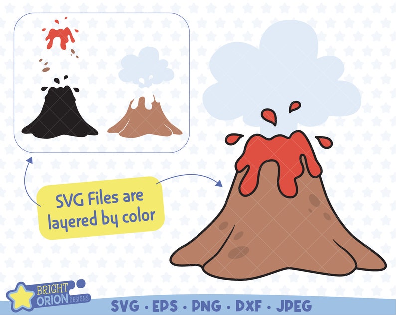 Erupting Volcano Svg, Jurassic Svg, Prehistoric Svg, Mountain Range Png ...