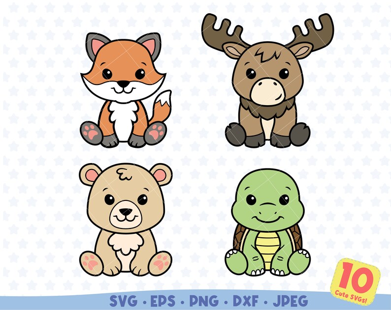 Woodland Animals SVG Bundle Cute Baby Animals Png Fox - Etsy