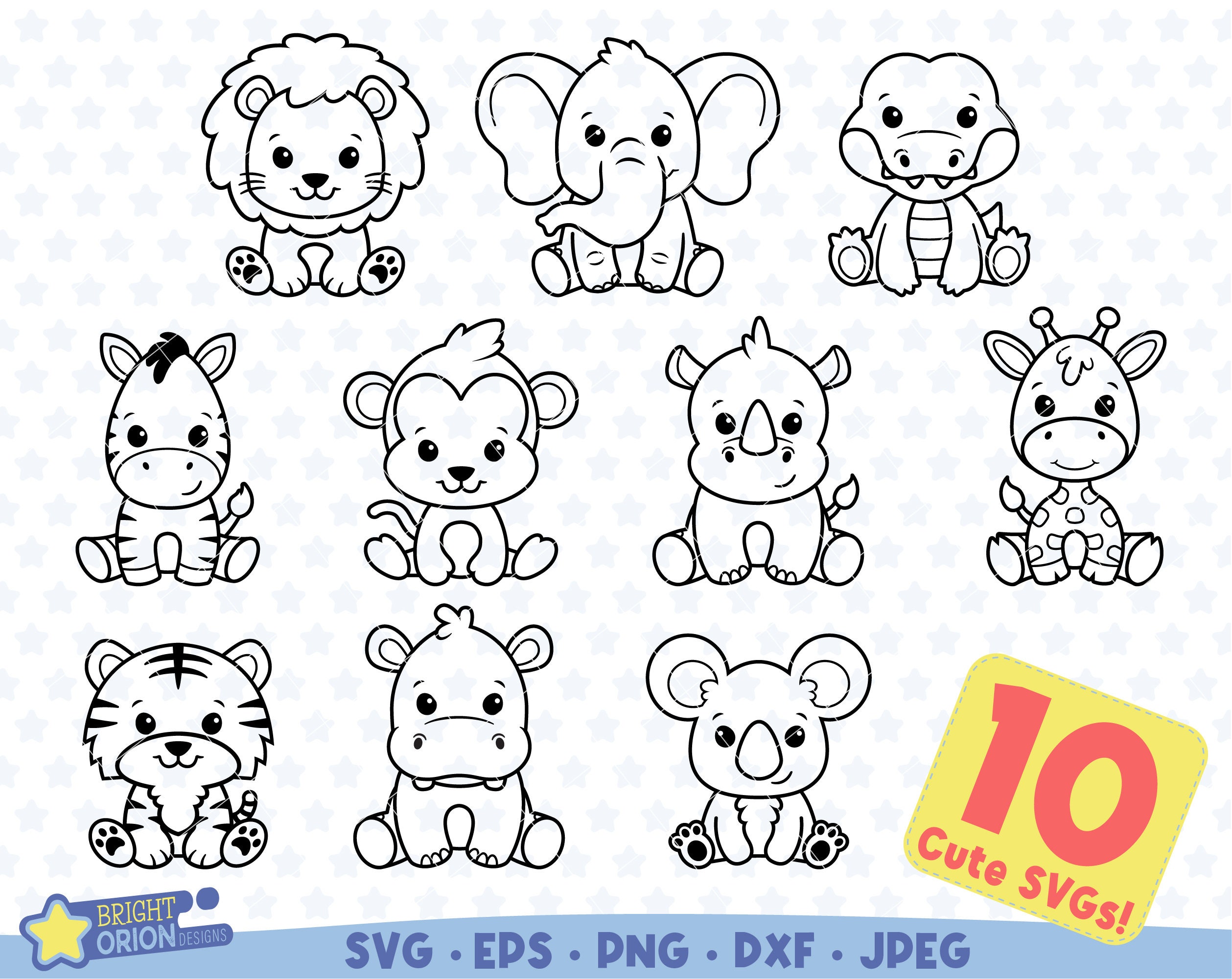 Safari Animals Outline SVG Bundle Cute Animal Svg Jungle - Etsy UK