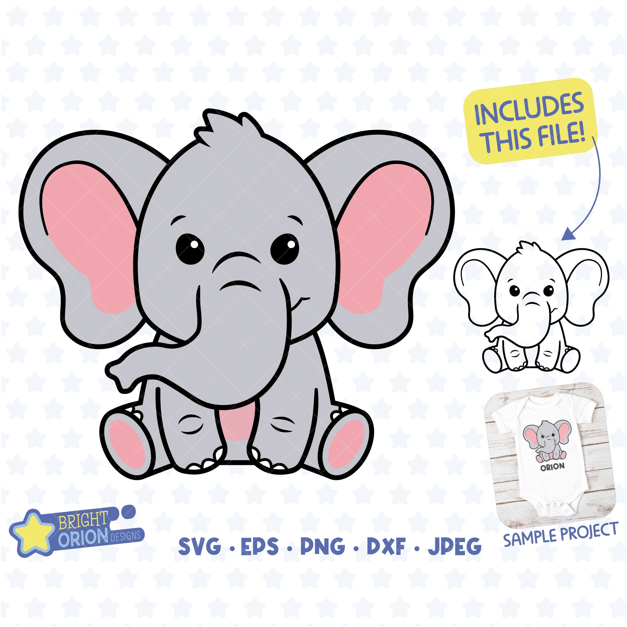 Cute Baby Elephant Svg Baby Elephant Png Safari Animal Svg - Etsy