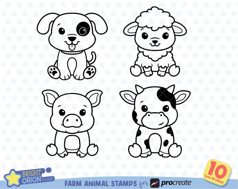 Procreate Farm Animals Stamps, Procreate Farmhouse Brushes Ipad ...