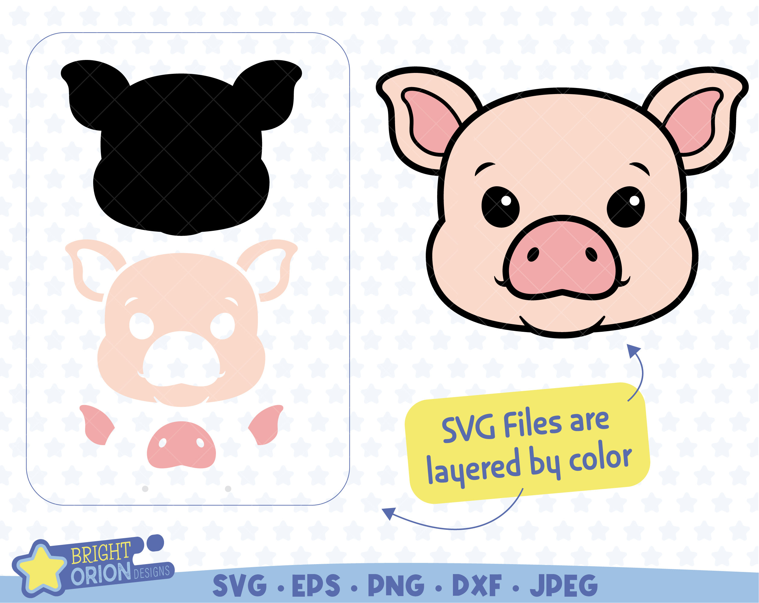 Cute Baby Pig Face Svg, Pig Head Clipart, Pig Baby Shower, Farm Life ...