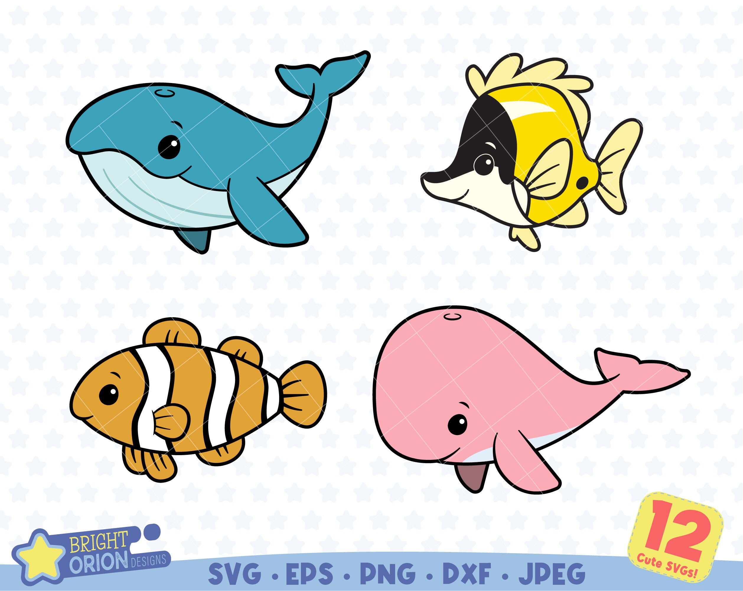 Sea Creatures Svg Bundle, Ocean Animal Png, Whale, Fish, Dolphin ...