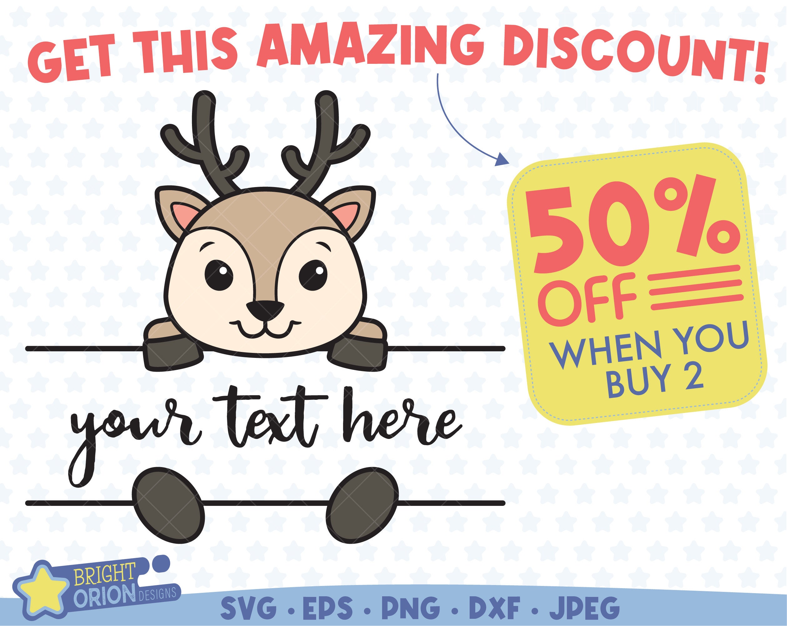 Cute Baby Deer Split Monogram Svg, Animal Kingdom Png, Woodland, Gift ...