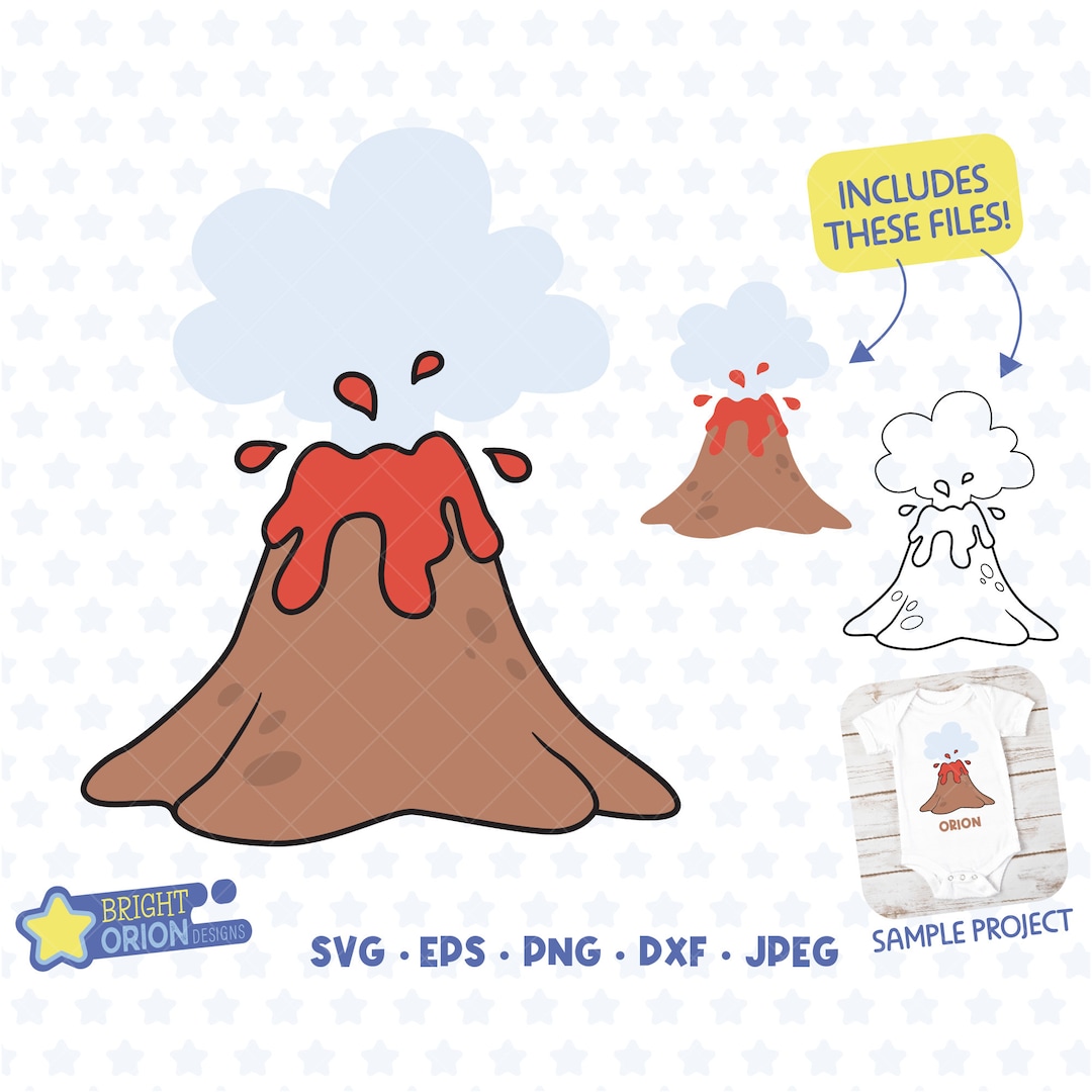 Erupting Volcano Svg, Jurassic Svg, Prehistoric Svg, Mountain Range Png ...