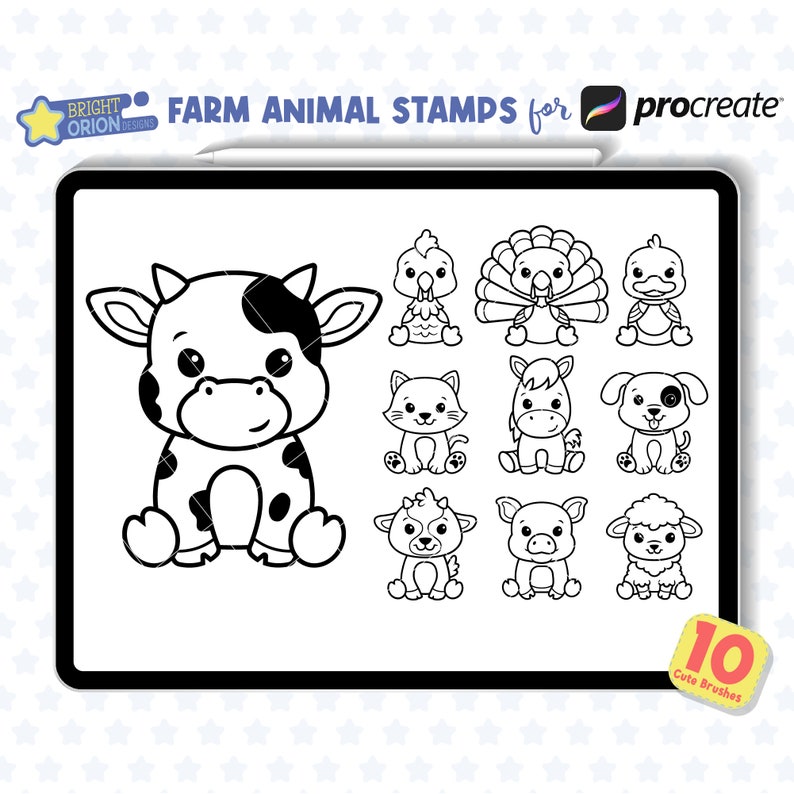 Procreate Farm Animals Stamps Procreate Farmhouse Brushes - Etsy