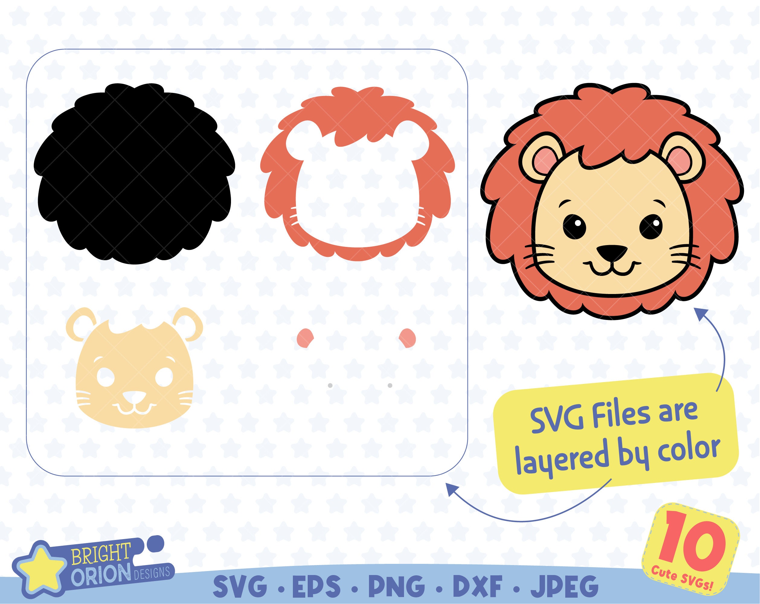 Safari Animals Faces SVG Bundle, Cute Animal Heads Svg, Jungle Animal ...
