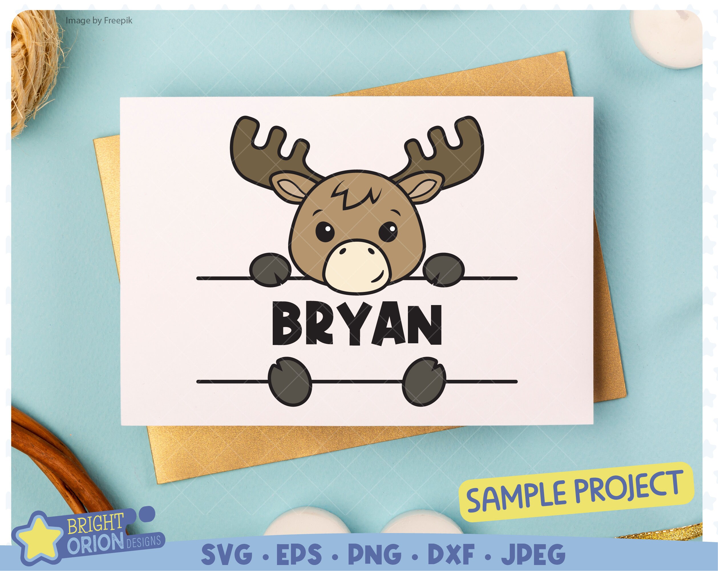 Cute Baby Moose Split Monogram Svg, Animal Kingdom Png, Woodland, Gift ...