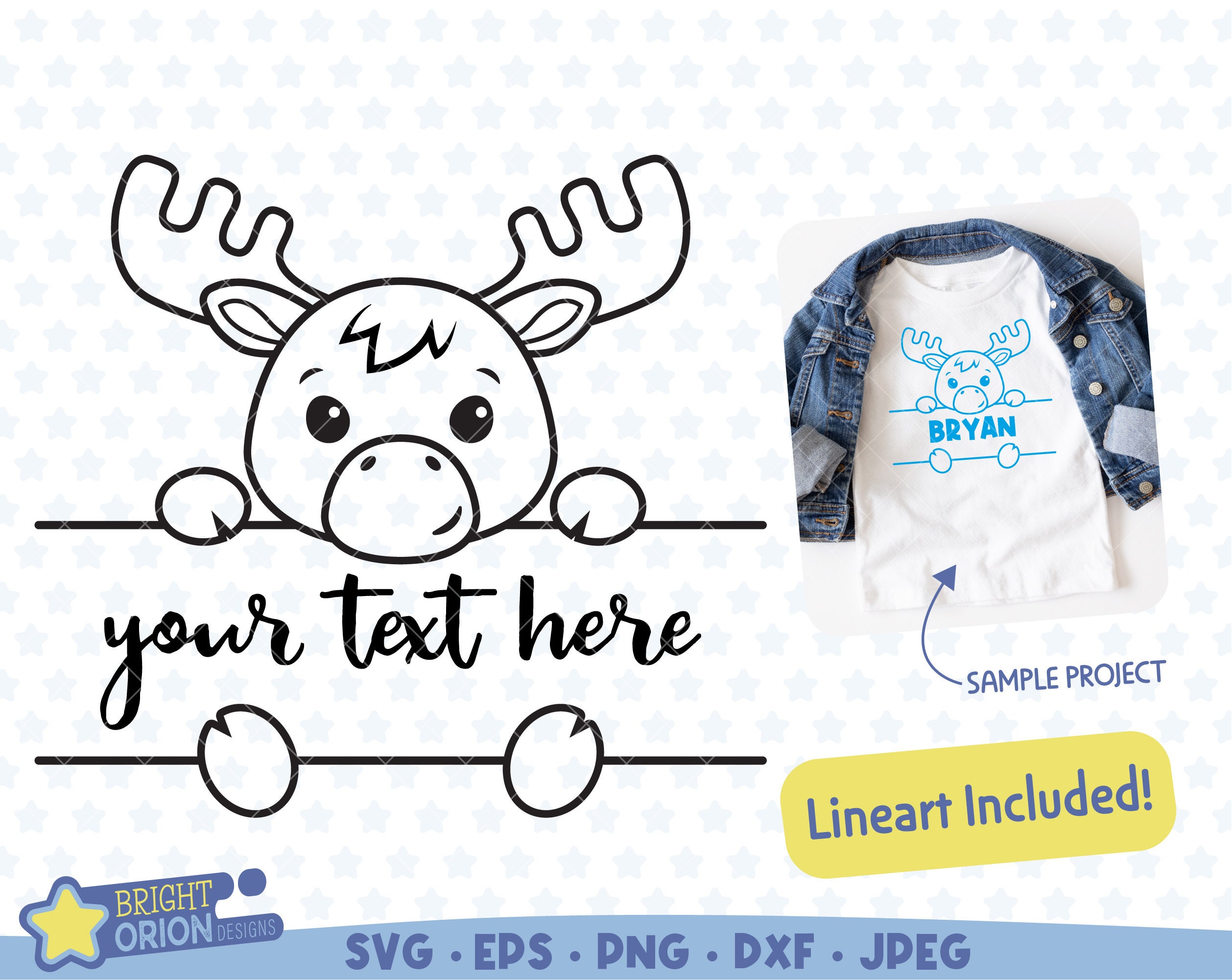 Cute Baby Moose Split Monogram Svg, Animal Kingdom Png, Woodland, Gift ...