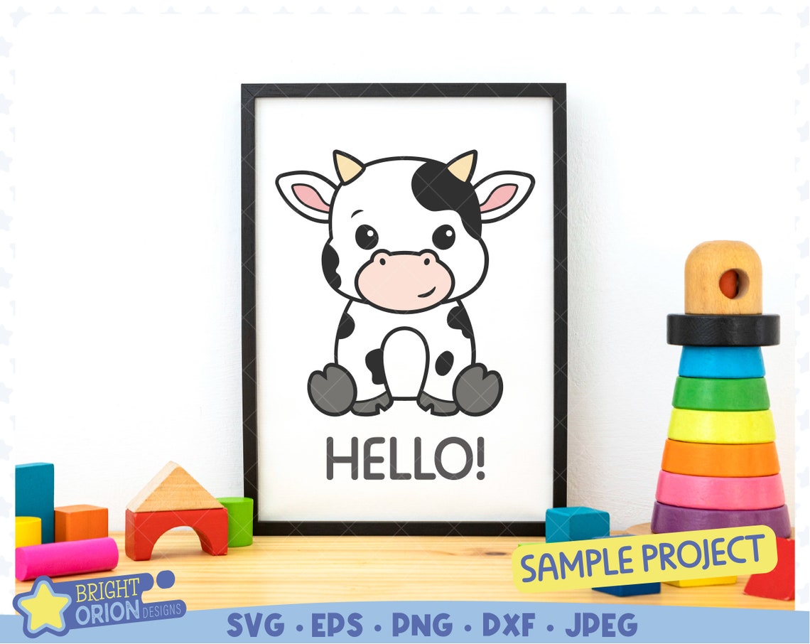 Cute Baby Cow Svg, Baby Cow Clipart, Kawaii Cow, Farm Life Svg, Cow Cut ...