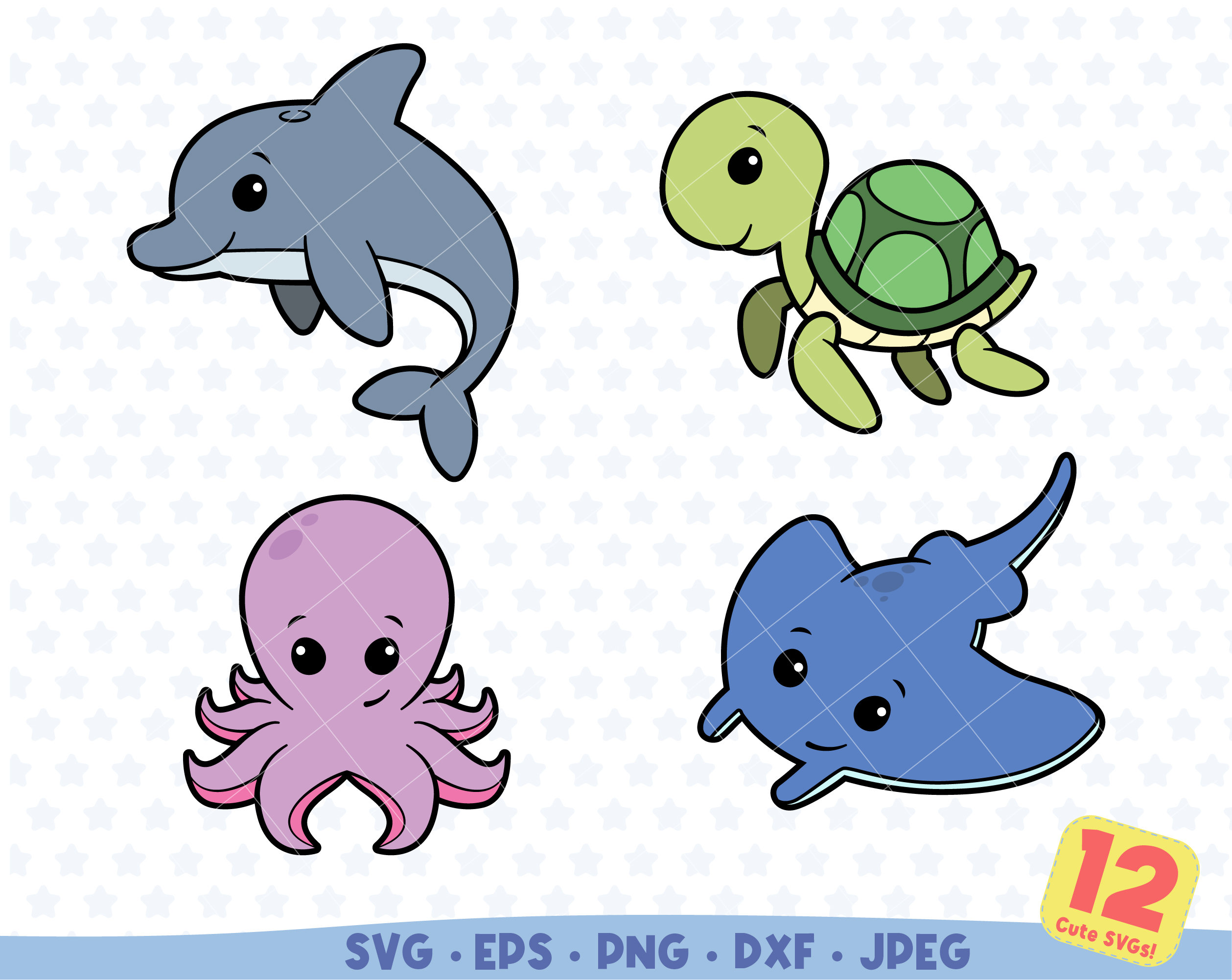 Sea Creatures Svg Bundle, Ocean Animal Png, Whale, Fish, Dolphin ...