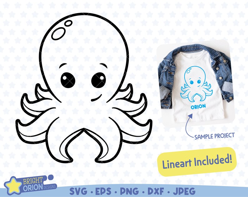 Cute Octopus Svg, Sea Creature Png, Ocean Animal, Octopus Outline ...