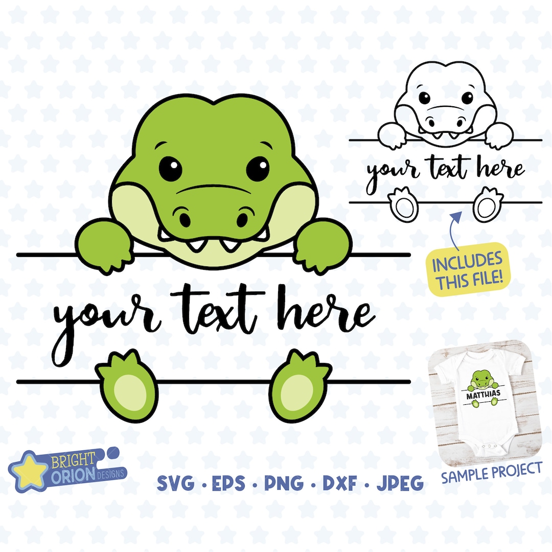 Cute Baby Alligator Split Monogram Svg, Name Frame, Safari Animal Png ...