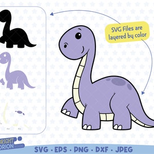 Cute Brontosaurus Svg, Dinosaur Outline Svg, Dino Svg, Baby Dinosaur ...