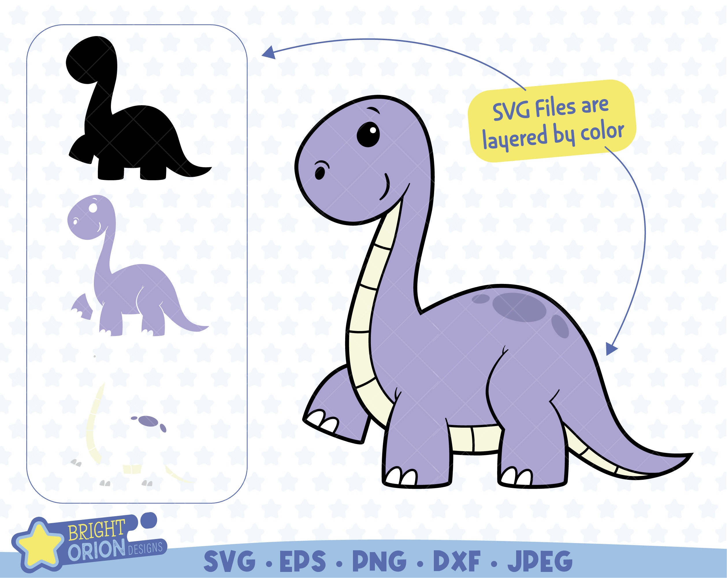 Cute Brontosaurus Svg, Dinosaur Outline Svg, Dino Svg, Baby Dinosaur ...