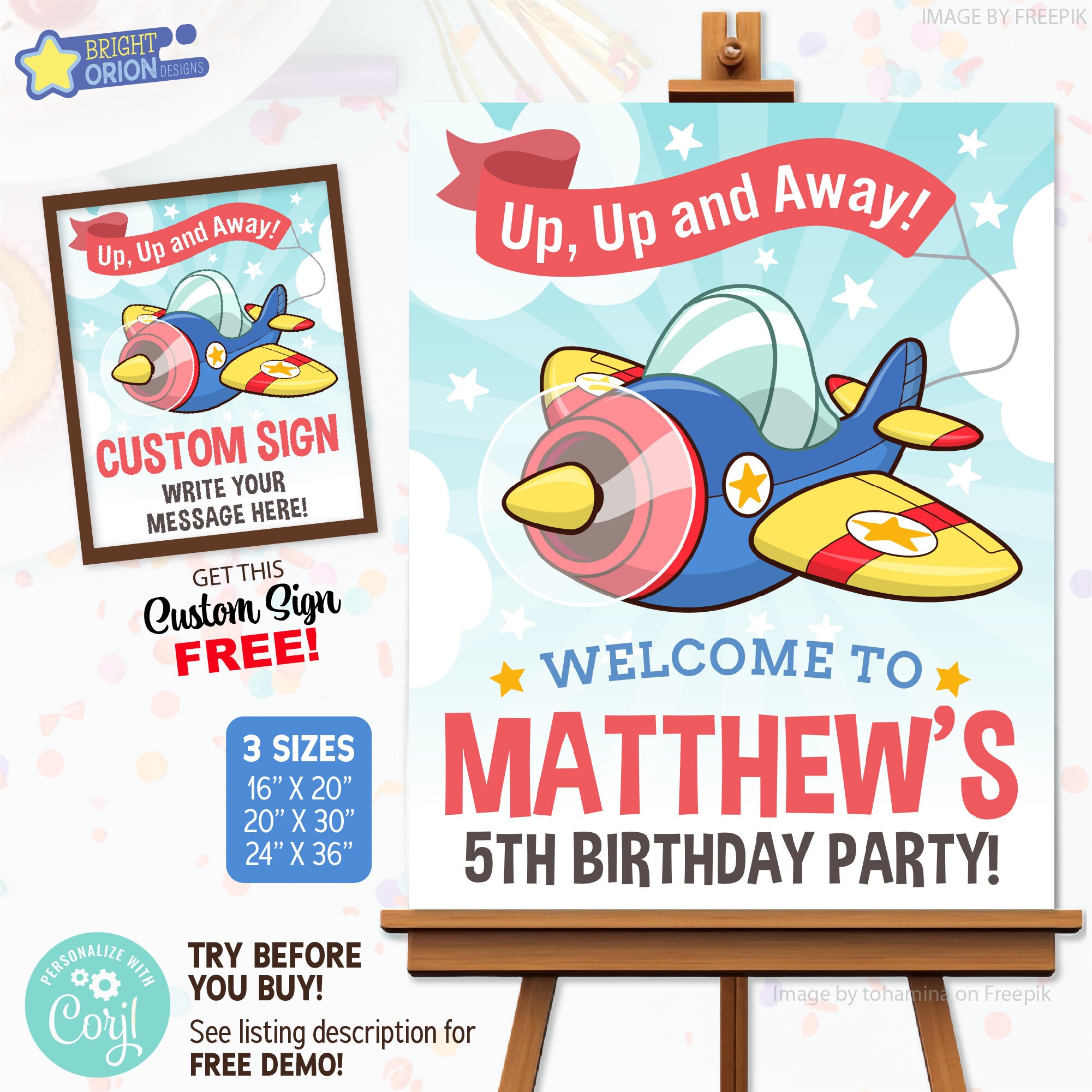 Airplane Editable Birthday Party Welcome Sign Template, Custom Signage ...