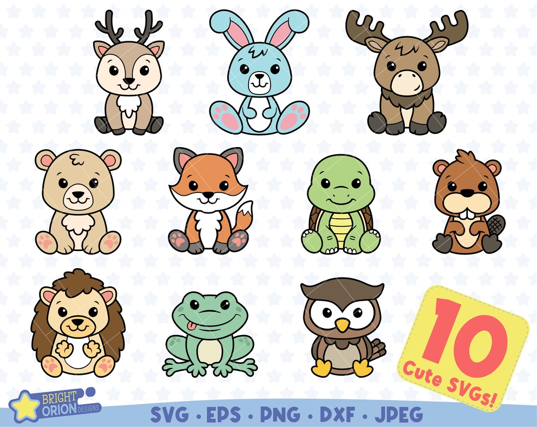 Woodland Animals SVG Bundle Cute Baby Animals Png Fox - Etsy