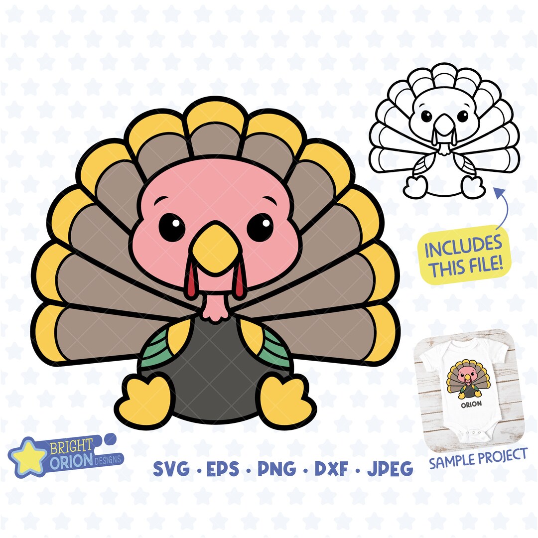 Cute Baby Turkey Svg, Thanksgiving Svg, Little Turkey Shirt, Gobble ...