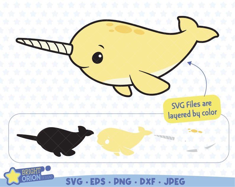Cute Narwhal Svg, Arctic Sea Creature Png, Ocean Animal, Cartoon ...