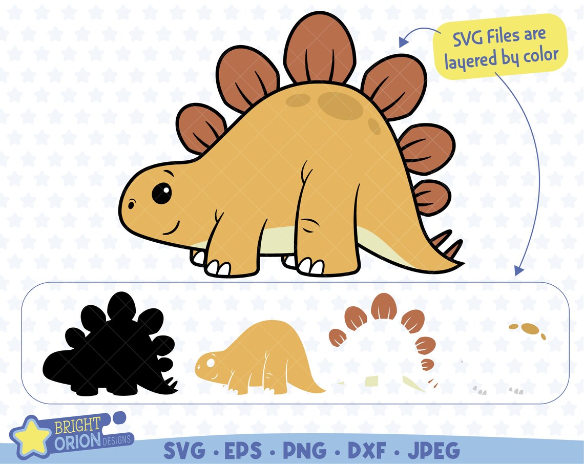 Cute Stegosaurus Svg, Dinosaur Outline Svg, Dino Svg, Baby Dinosaur ...