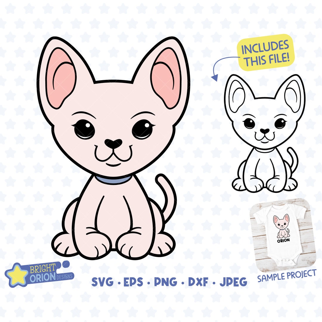 Cute Sphynx Cat Svg, Kitten Png, Kawaii Animal Jpeg, Pet Eps, Peeking ...