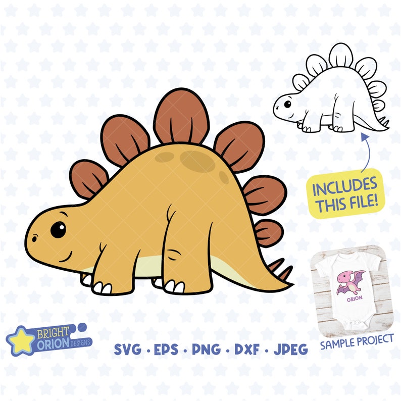 Cute Stegosaurus Svg, Dinosaur Outline Svg, Dino Svg, Baby Dinosaur ...