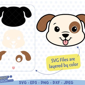 Cute Puppy Face Svg, Cute Dog Head Clipart, Farm Animal Svg, Layered ...