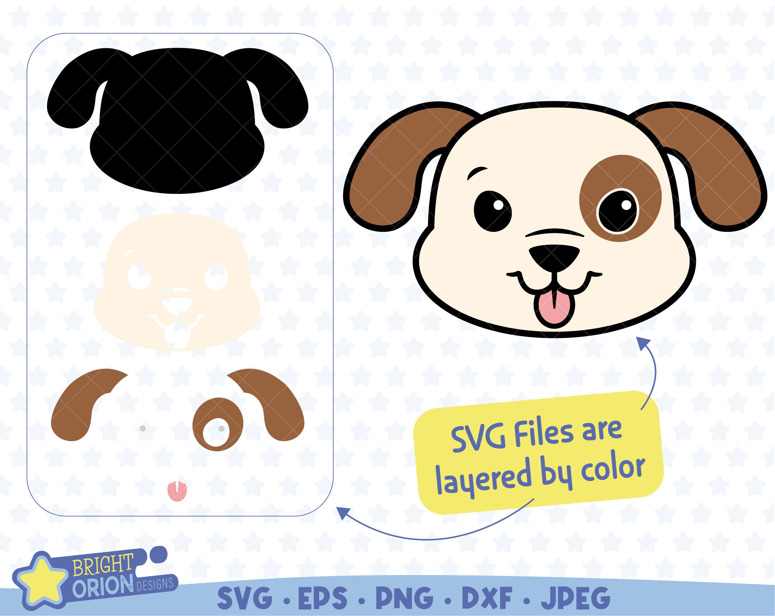 Cute Puppy Face Svg, Cute Dog Head Clipart, Farm Animal Svg, Layered ...