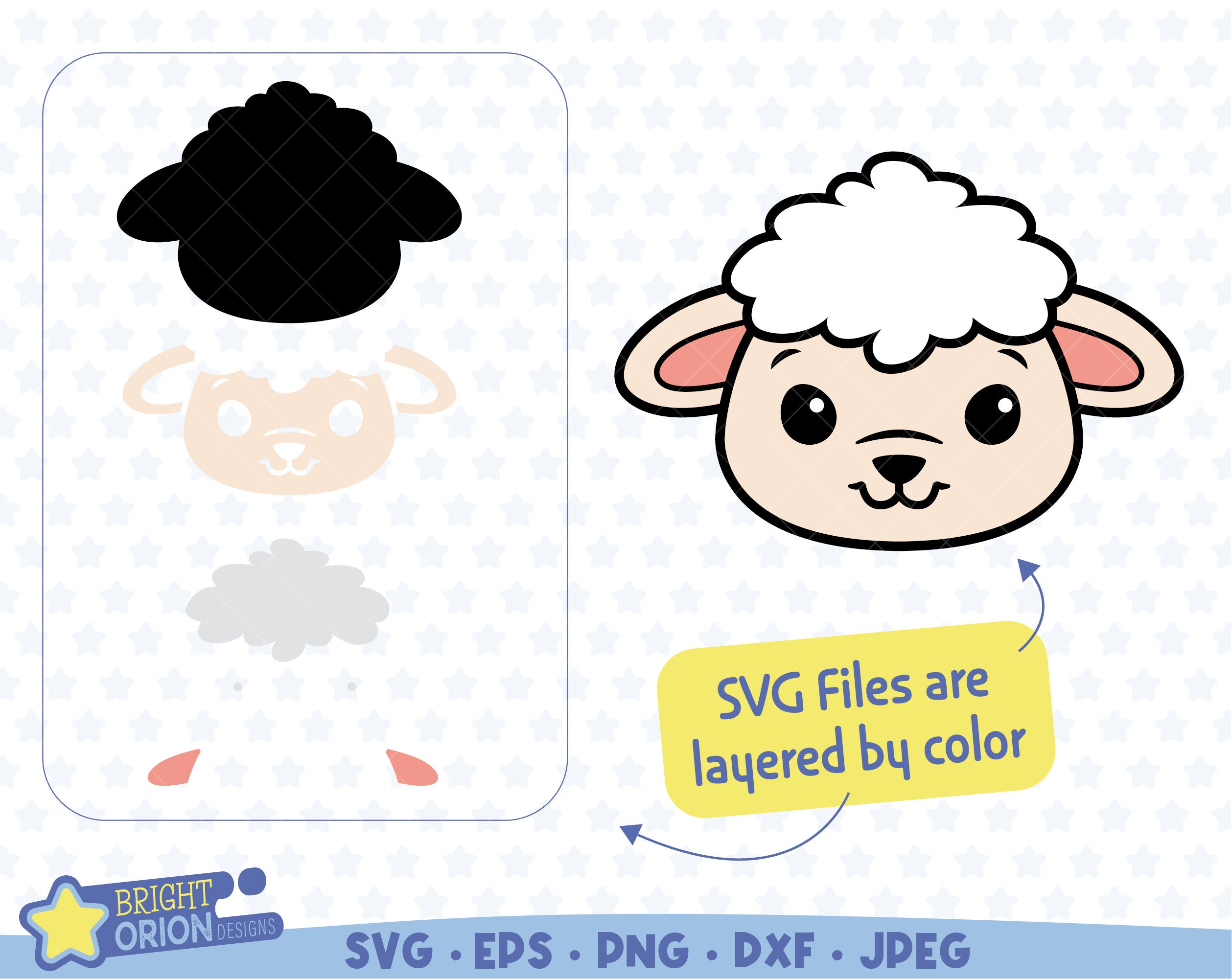Cute Baby Sheep Face Svg, Lamb Svg, Sheep Head Clipart, Sheep Baby Shower, Farm Life, Lamb Baby ...