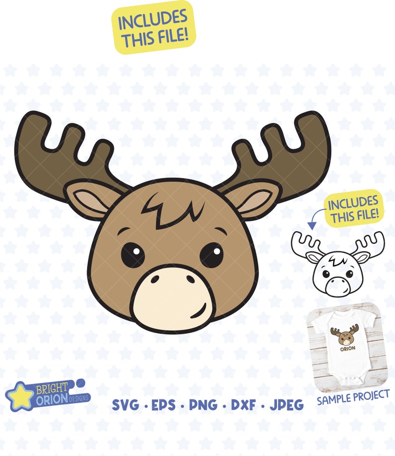 Cute Baby Moose Face Svg, Moose Face Png, Reindeer Svg, Woodland ...